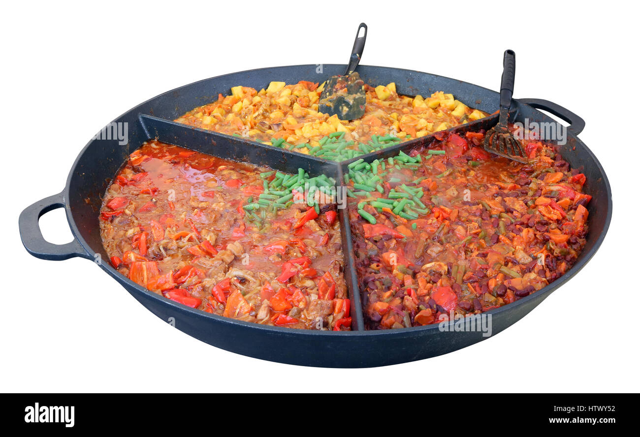 Fast street food - stewed haricot, paprika, tomato sauce and potato ...