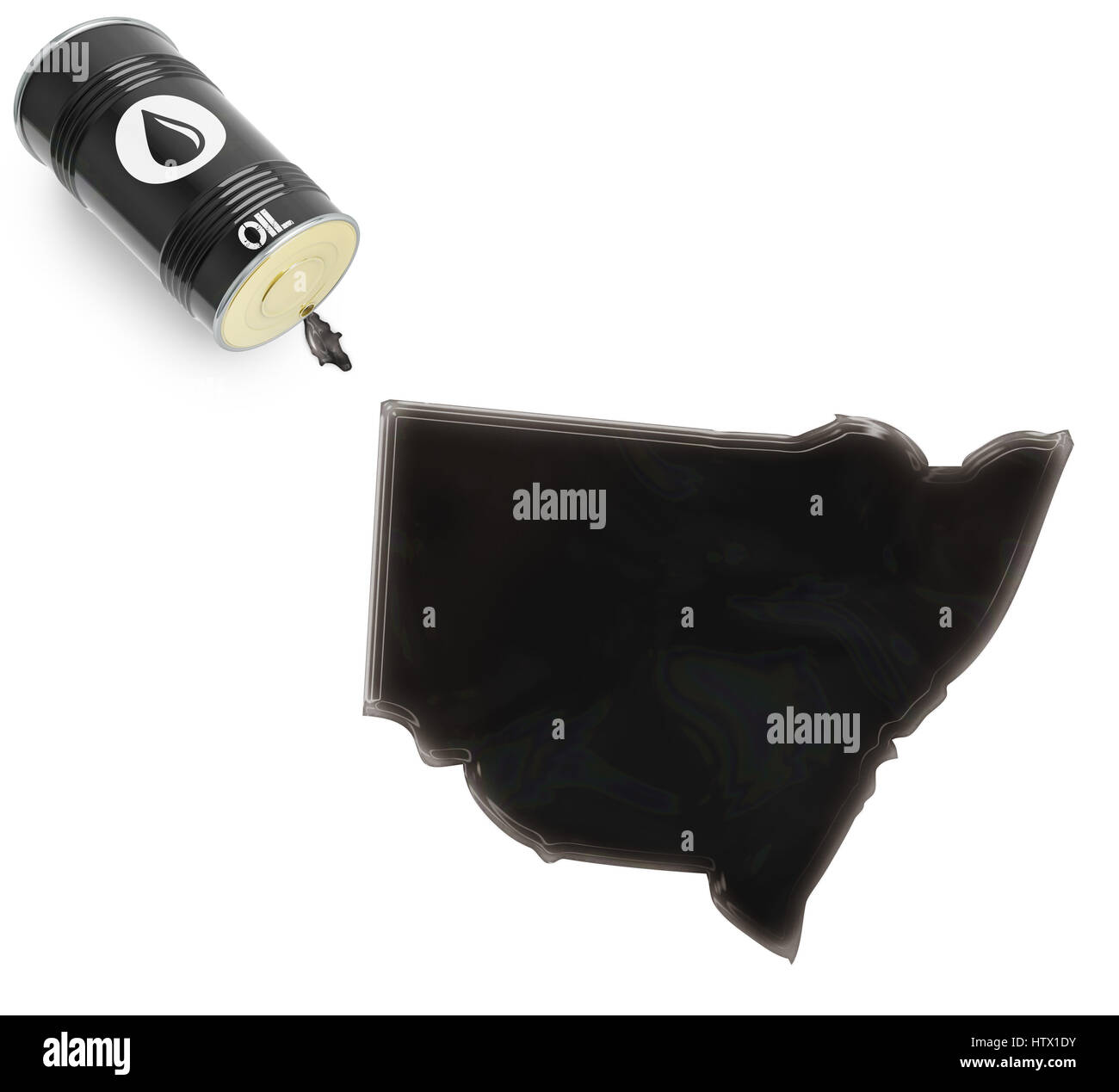 Barrel of oil and a glossy spill in the shape of New South Wales ...