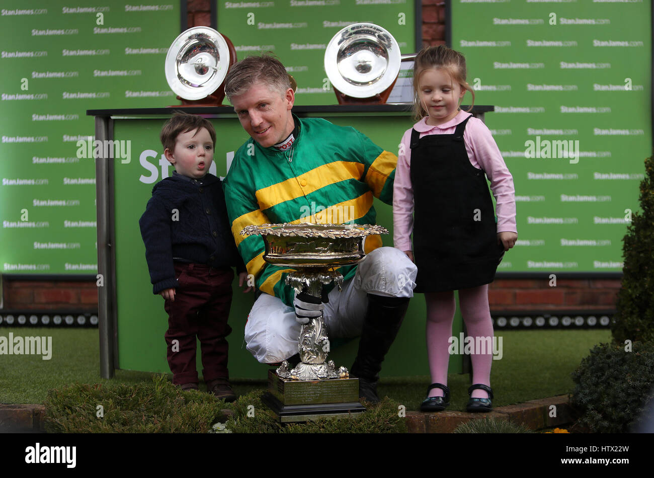 Jockey Noel Fehily with the Stan James Champion Hurdle Challenge Trophy ...