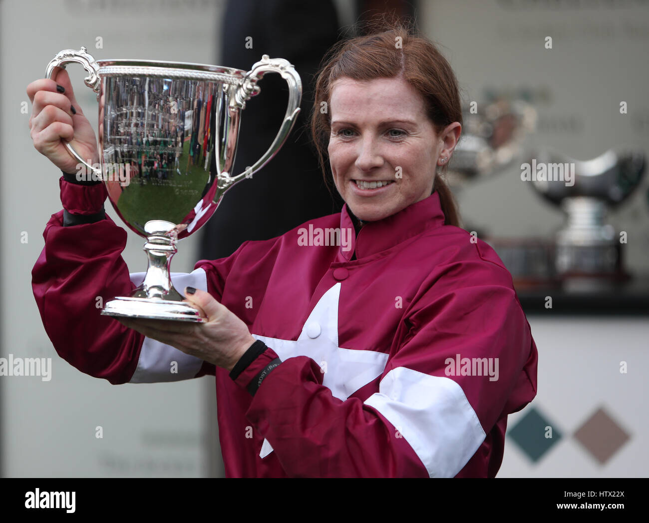 Jockey Lisa O'Neill celebrates with the JT McNamara National Hunt ...