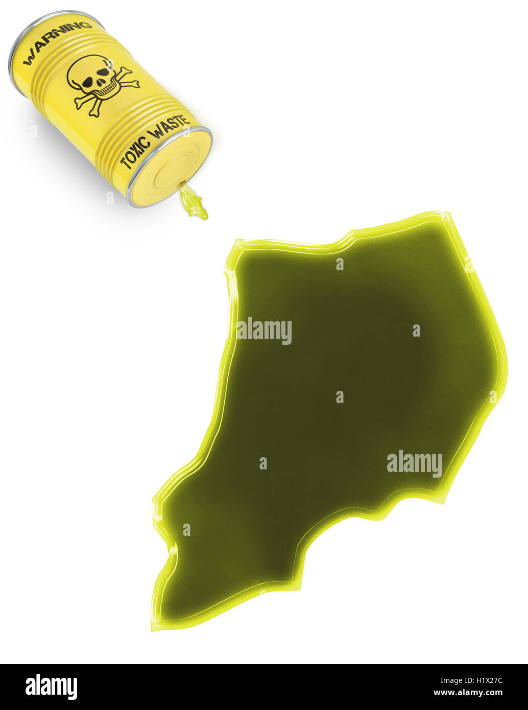 Glossy spill of a toxic substance in the shape of Uganda (series Stock ...
