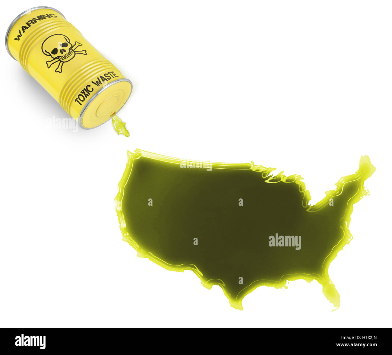 Glossy spill of a toxic substance in the shape of USA (series Stock ...