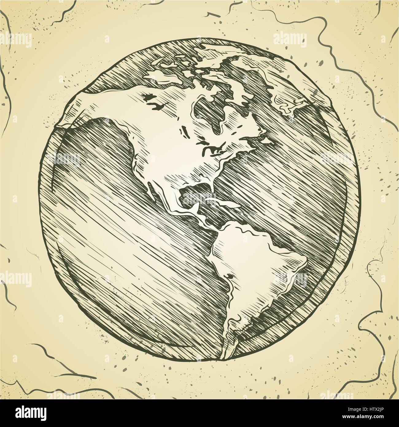 Globe outline drawing. Vector doodle sketch Stock Vector Image & Art ...