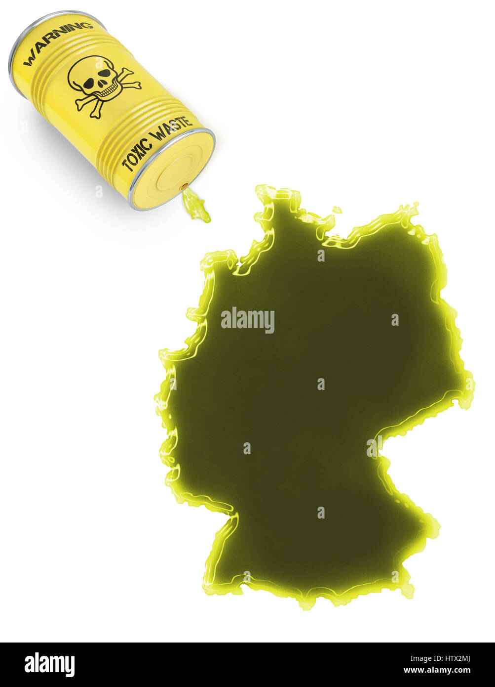 Glossy spill of a toxic substance in the shape of Germany (series Stock ...