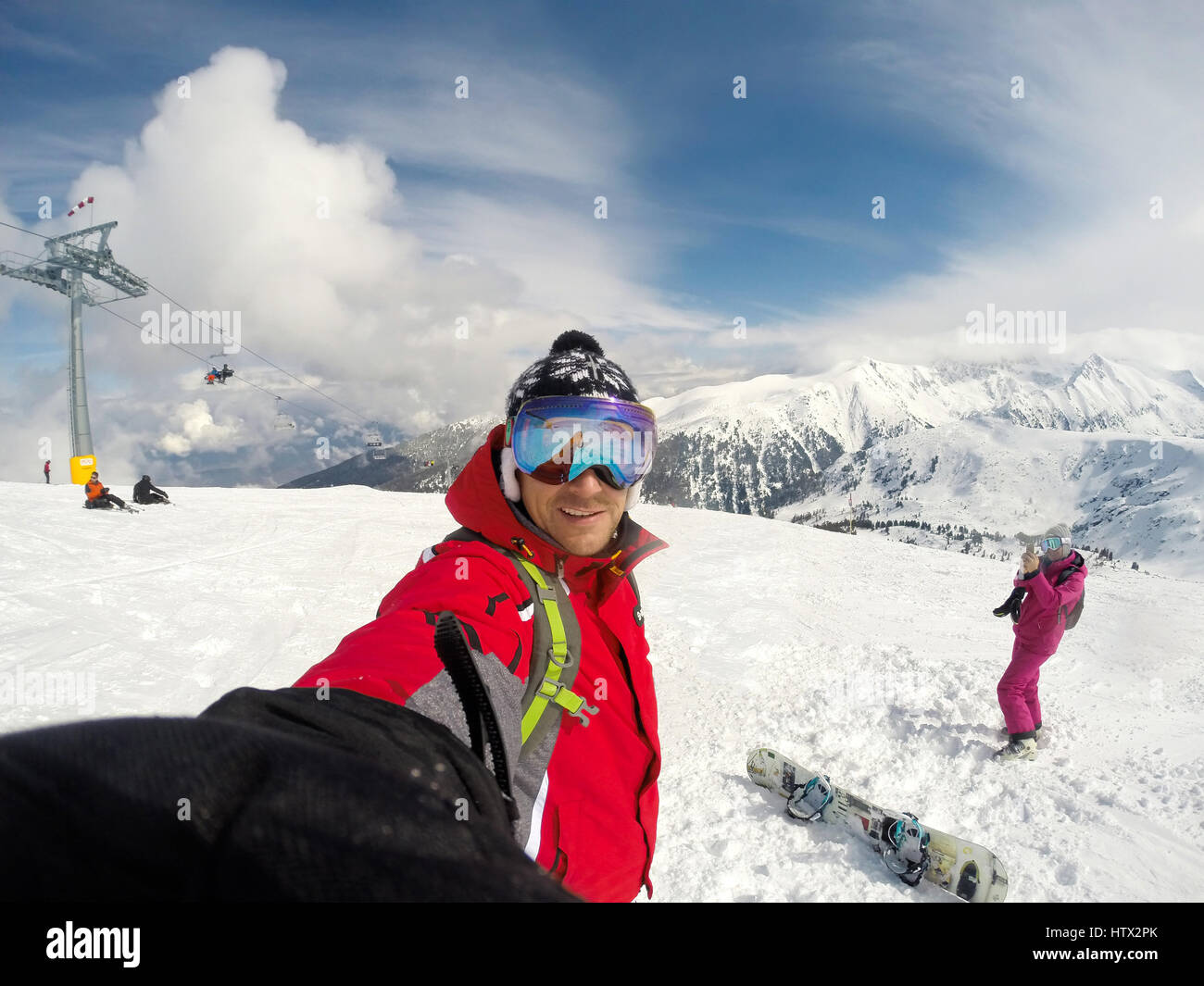 Young skier making selfie on mountain Stock Photo - Alamy