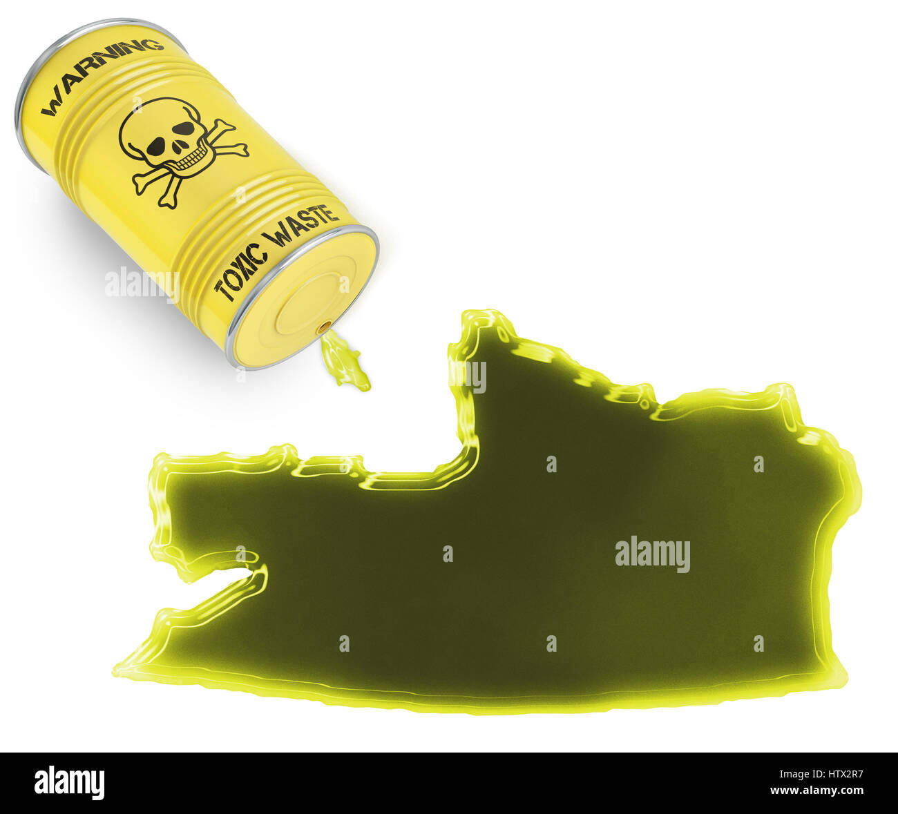 Glossy spill of a toxic substance in the shape of Russian Federation ...