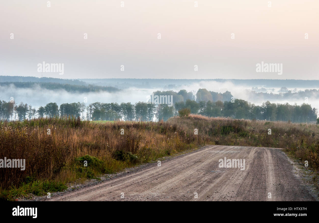 The road to the lake at dawn Stock Photo - Alamy