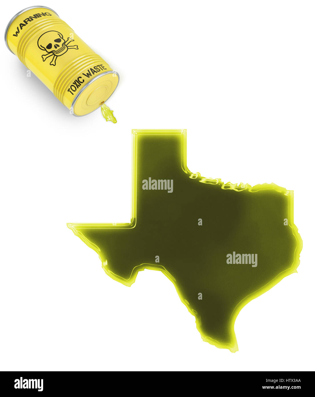 Glossy spill of a toxic substance in the shape of Texas (series Stock ...