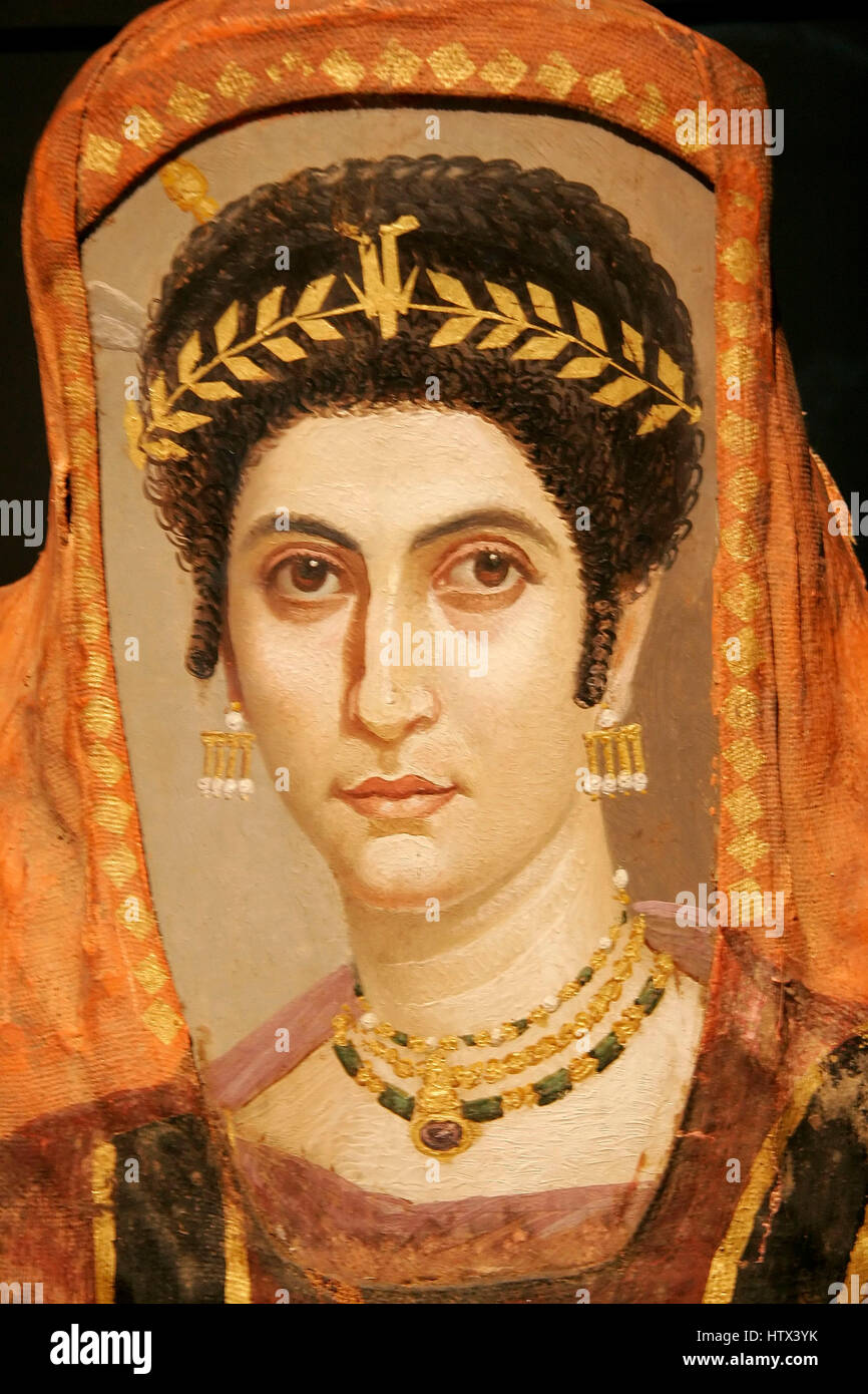 A mummy portrait of a woman, Romano-Egyptian, 100-110 A.D., attributed ...