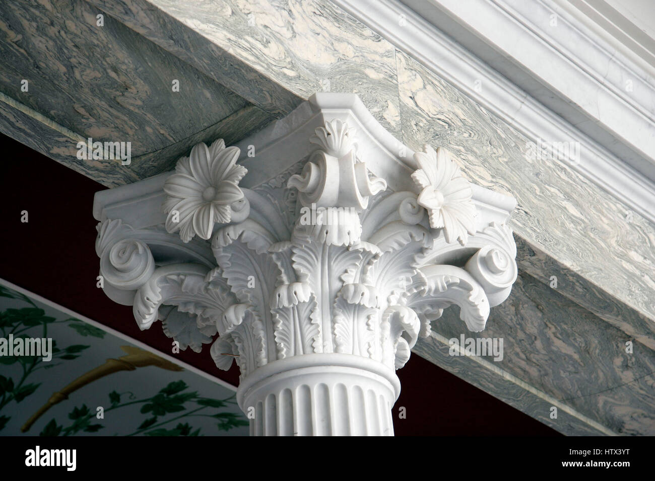 A column detail at the Getty Villa museum in Malibu, CA on February 16 ...