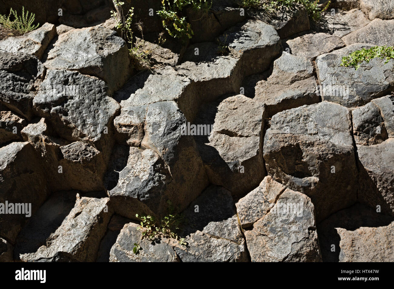 CA03043-00...CALIFORNIA - Hexagonal heads of columnar basalt in Devils ...