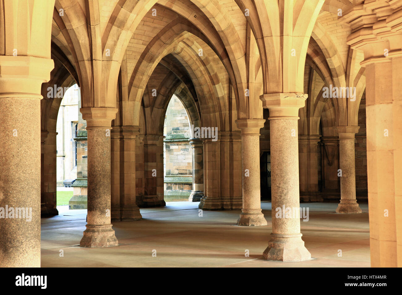 Arches in Glasgow University building. Scotland, United Kingdom Stock ...