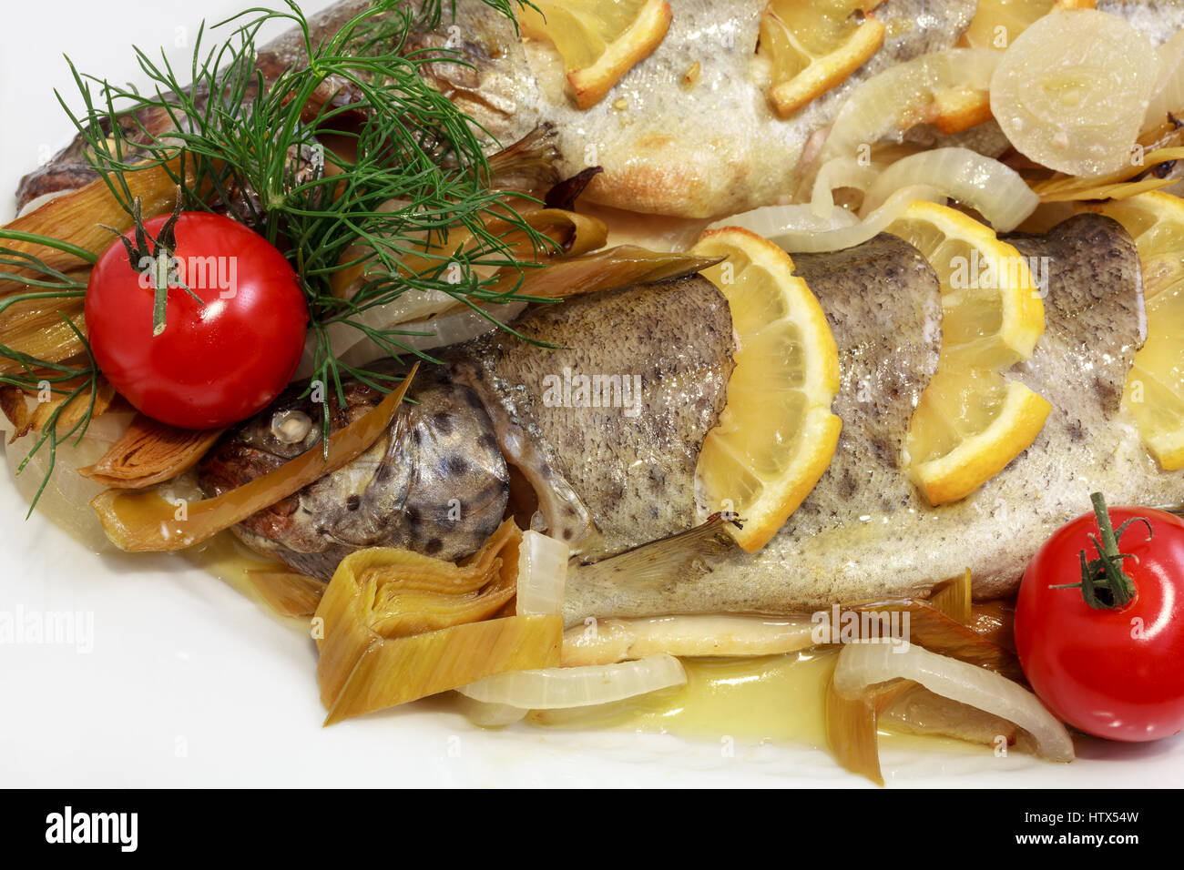 freshly cooked trout Stock Photo - Alamy