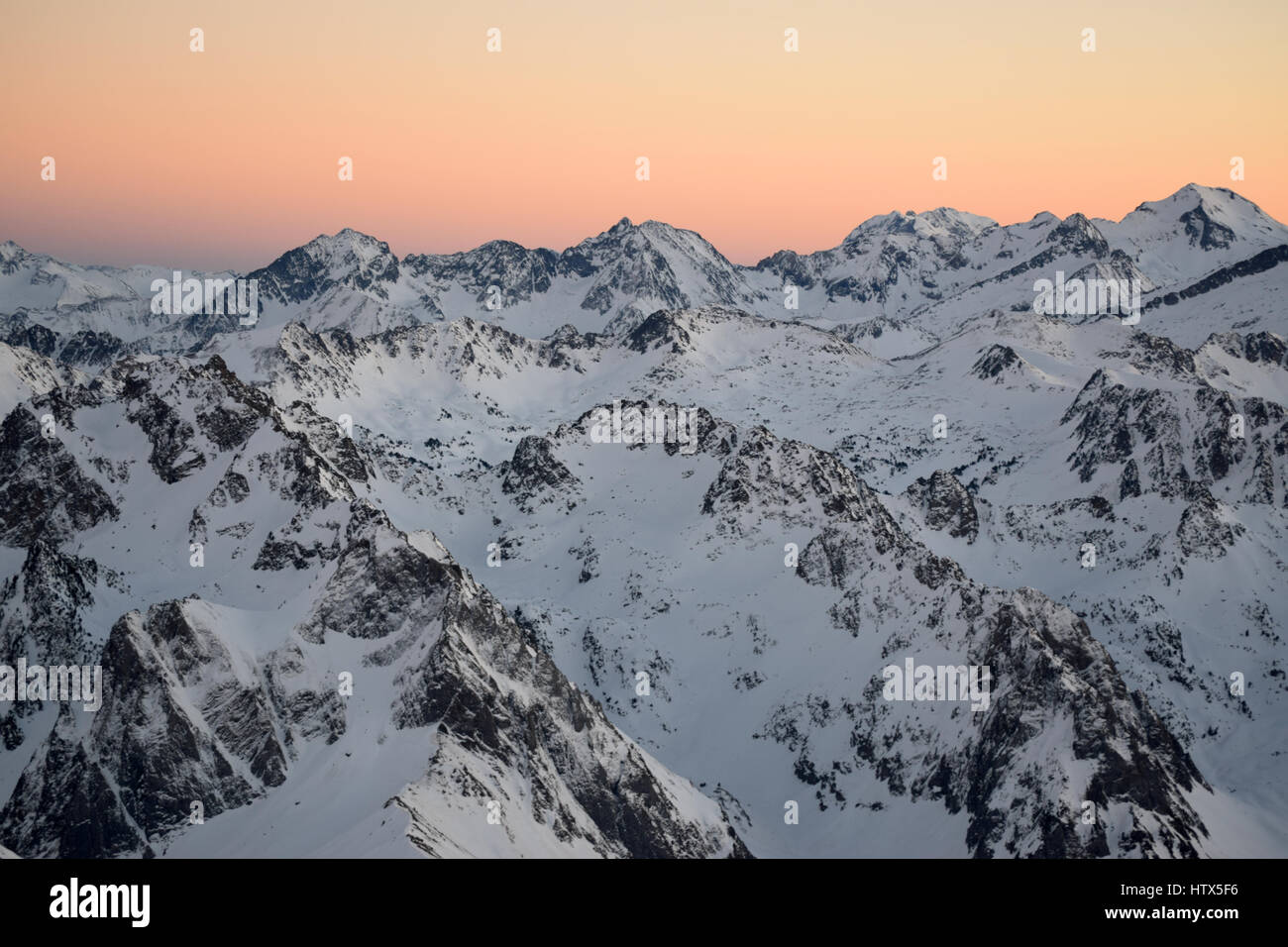 Amazing winter sunset views of the mountain landscape, from Pic Du Midi ...