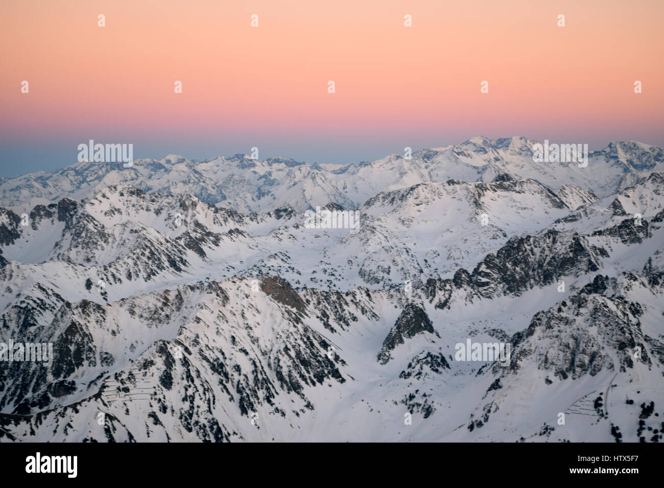 Amazing winter sunset views of the mountain landscape, from Pic Du Midi ...