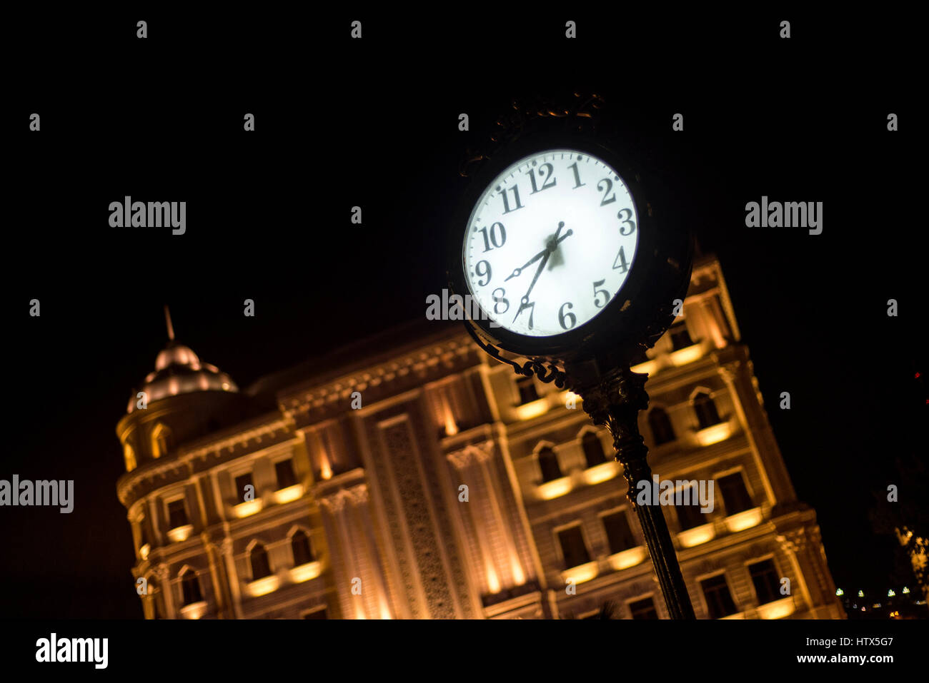 Clock at the city center of Baku, Azerbaijan Stock Photo - Alamy
