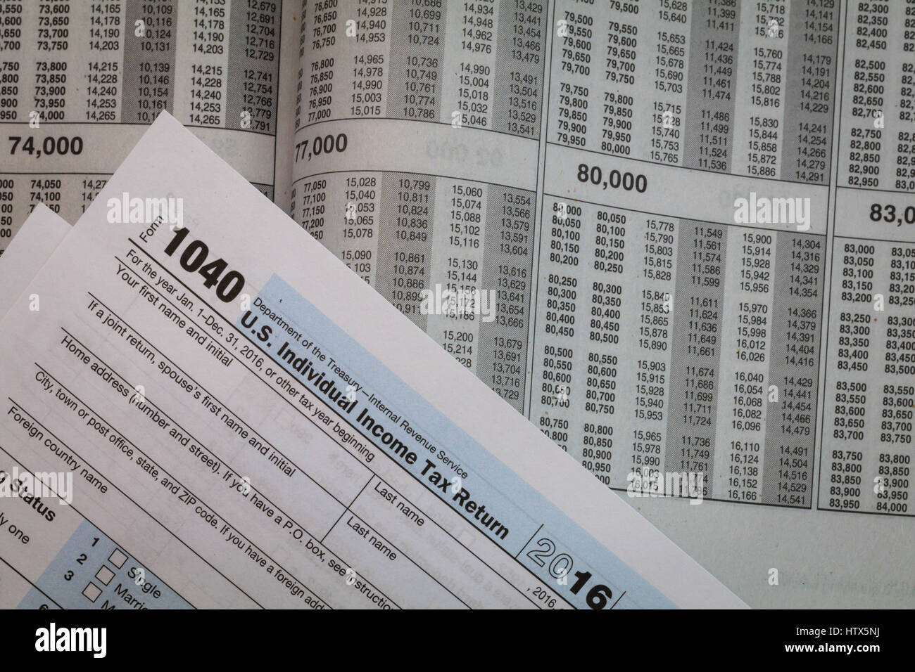 Tax preparation forms and tax booklet US 1040 Tax form Stock Photo - Alamy