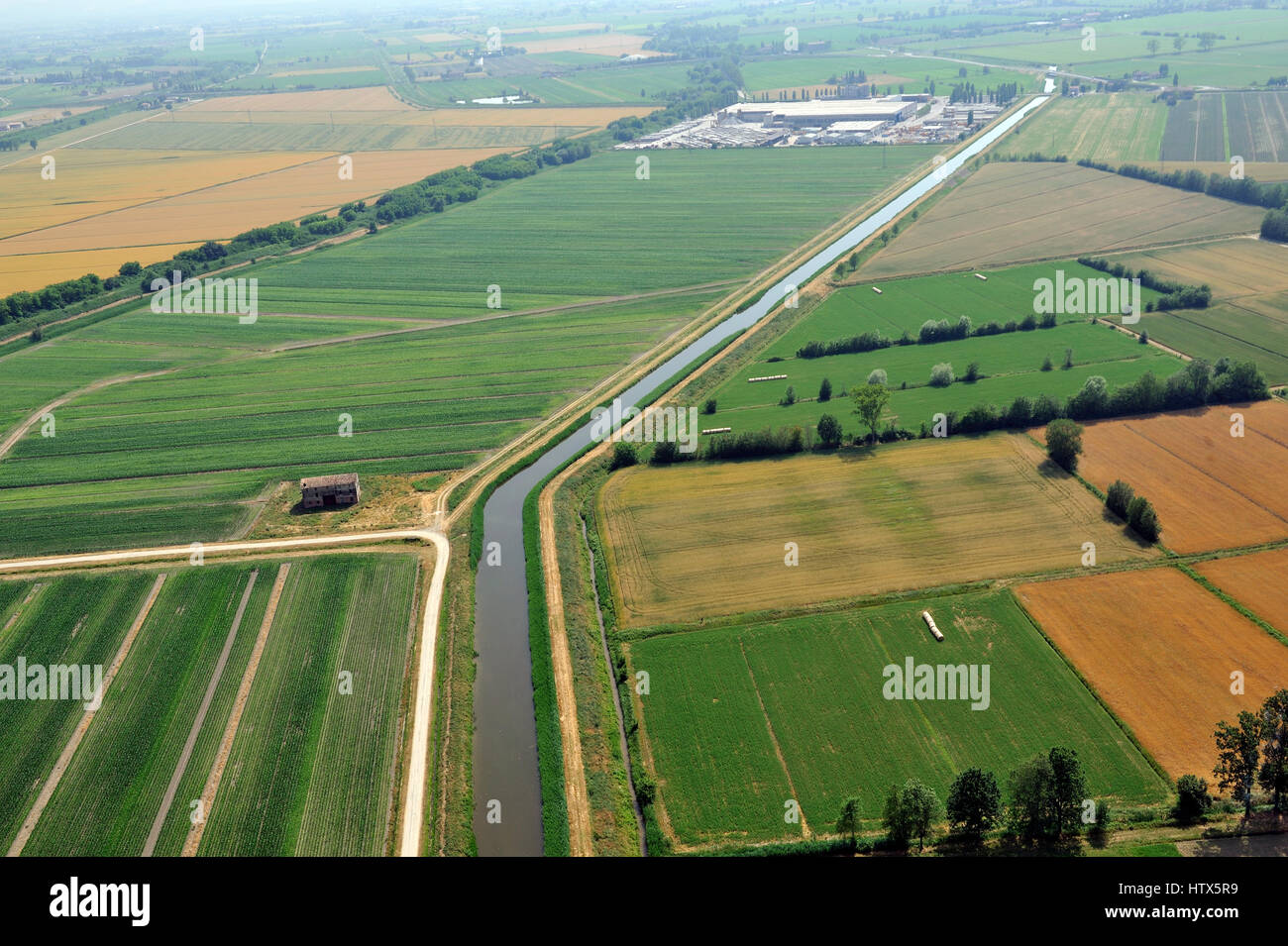 Aerial view of the countryside between Reggio Emilia and Parma ...