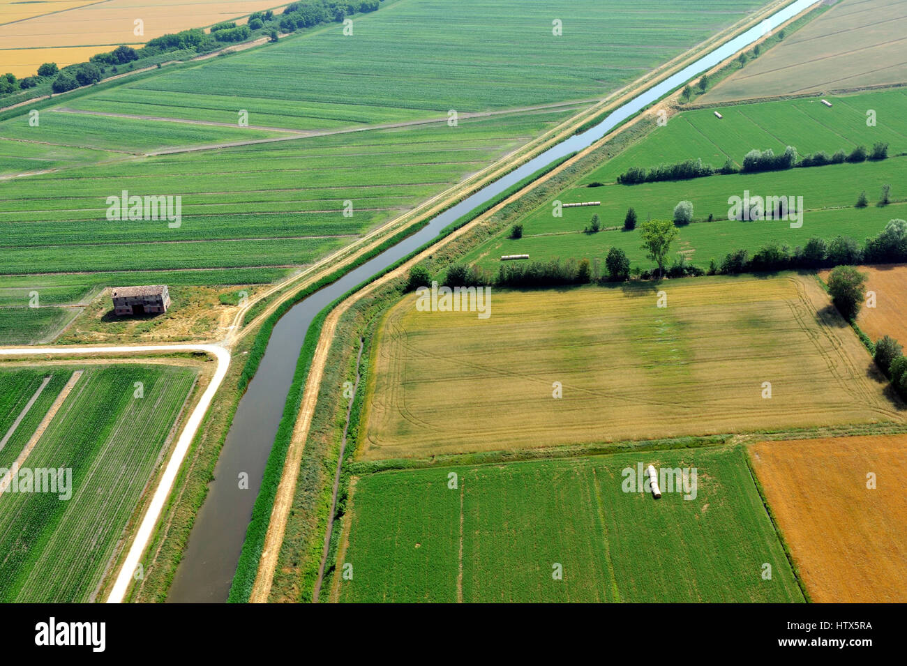 Aerial view of the countryside between Reggio Emilia and Parma ...