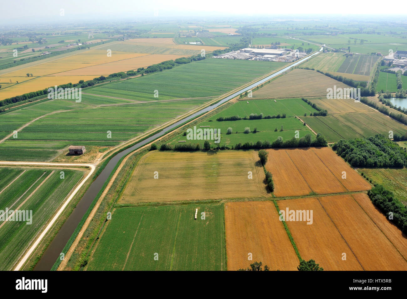 Aerial view of the countryside between Reggio Emilia and Parma ...