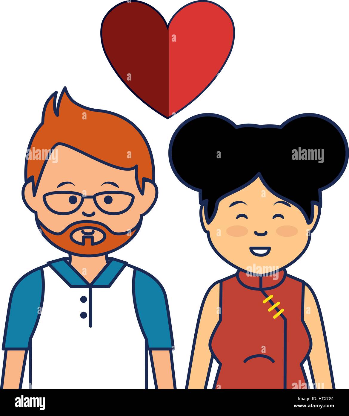 Cute Lovers Couple Ethnicity Stock Vector Image And Art Alamy