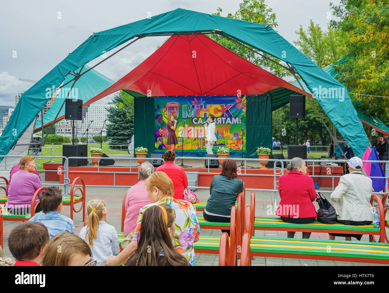 Young singer and singer sing a song on stage Stock Photo - Alamy