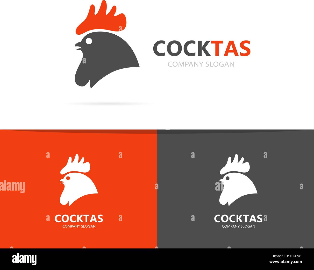 Vector of red rooster and cock logo combination. Chinese year symbol or ...