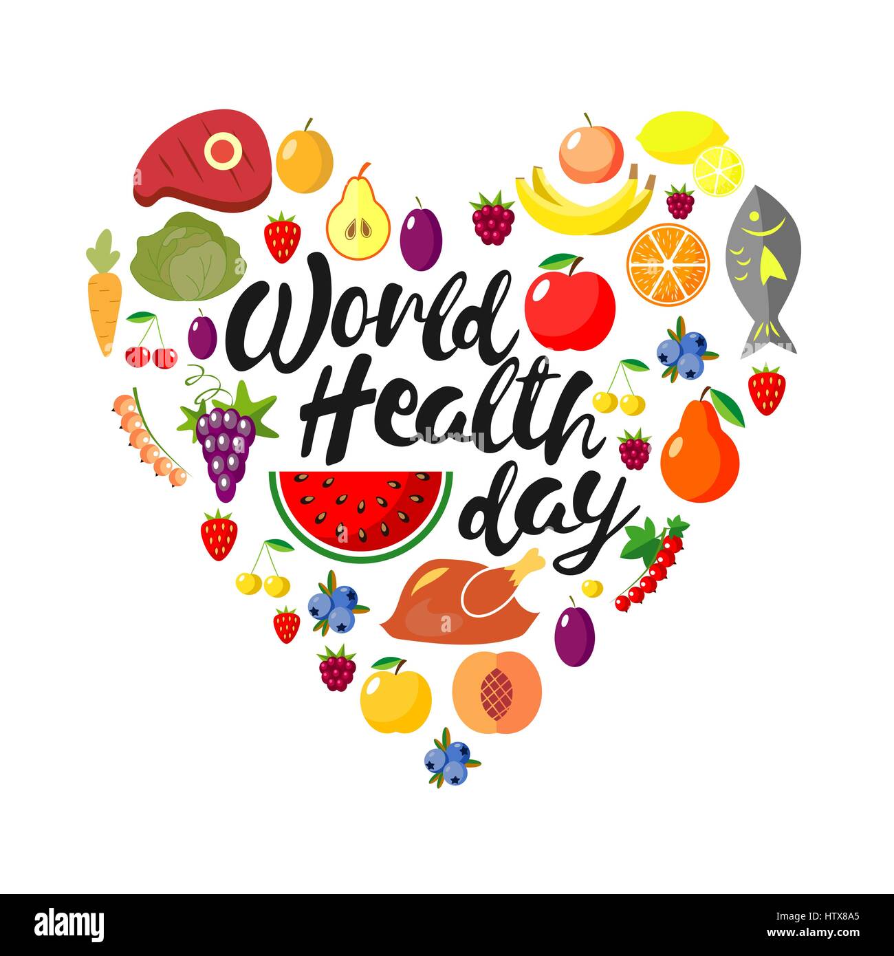 World Health Day. Concept Vector Card. Heart form Stock Vector Image ...
