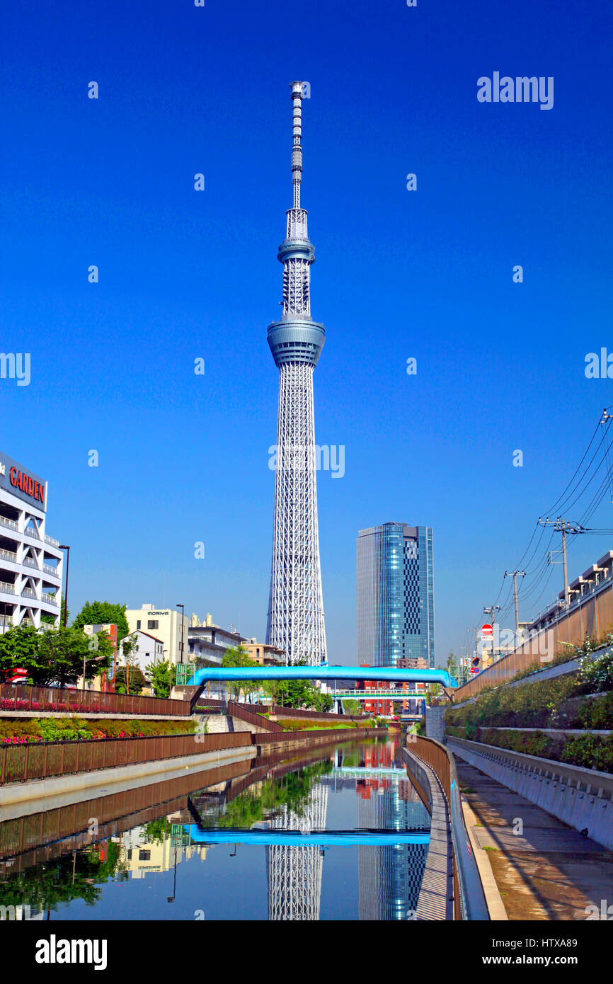 Tokyo Skytree View from Kitajikkengawa River Tokyo Japan Stock Photo ...