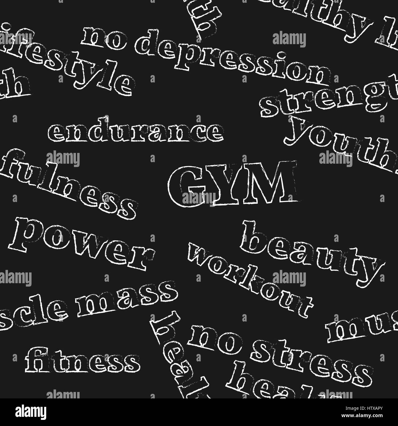 Seamless background motivation workout in the gym drawn in chalk ...