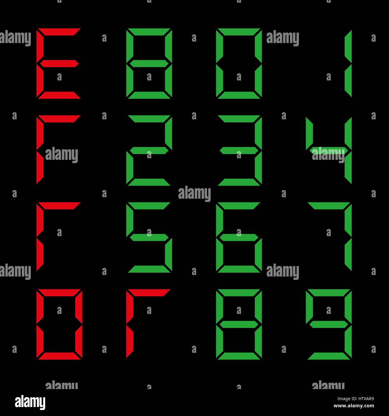 A set of digital numbers on a black background, vector illustration ...