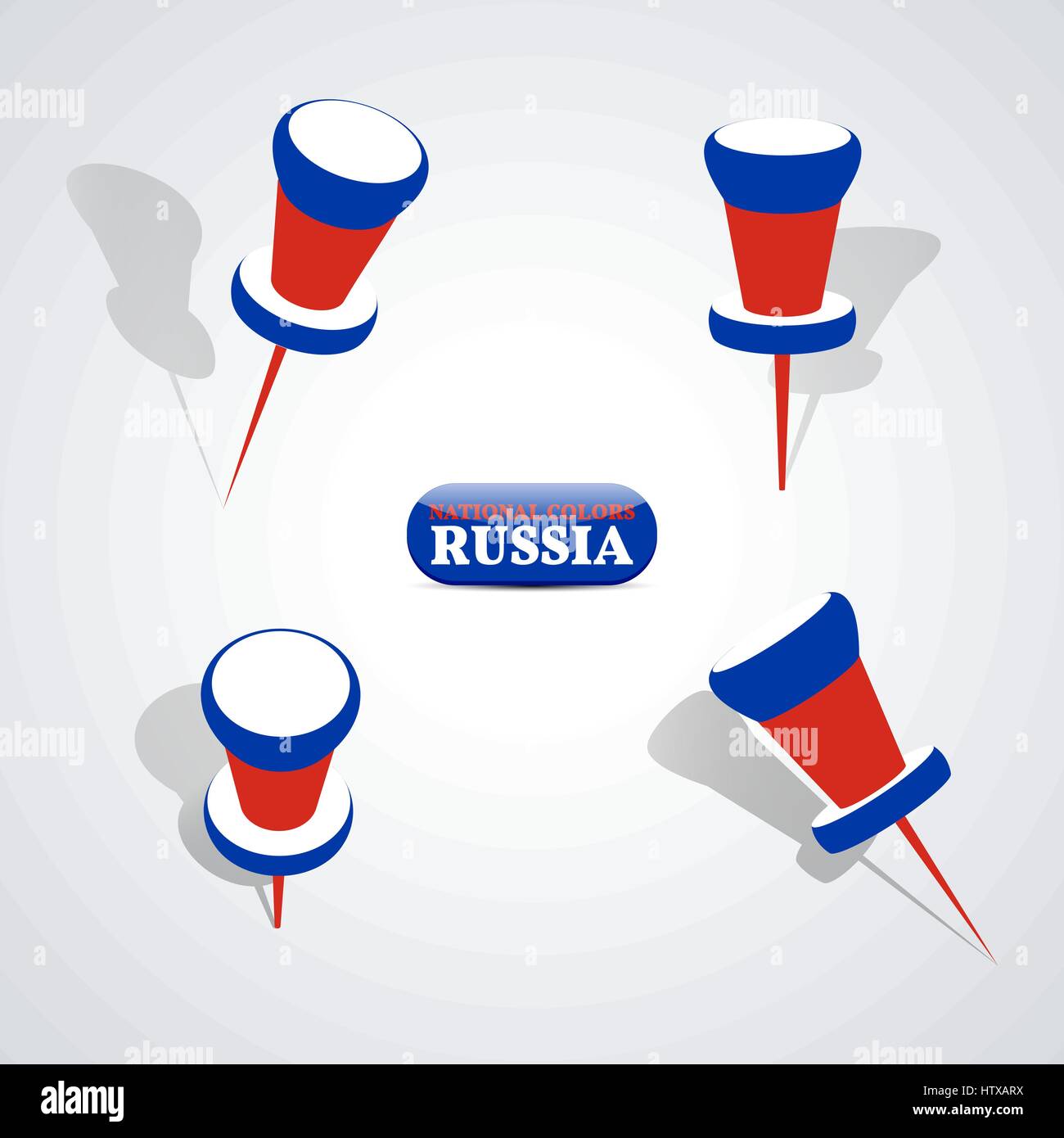 Set of pushpin in the national colors of Russia, vector illustration ...