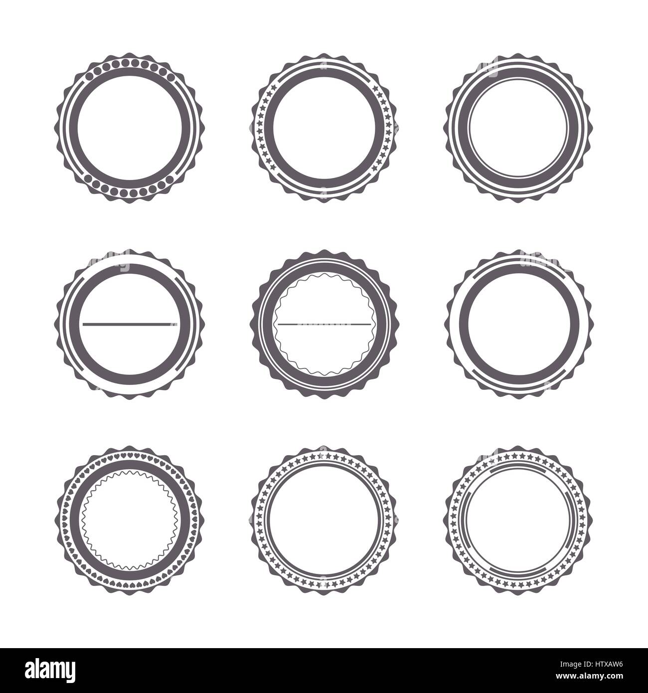 Set round gray emblem with retro style, vector illustration Stock ...