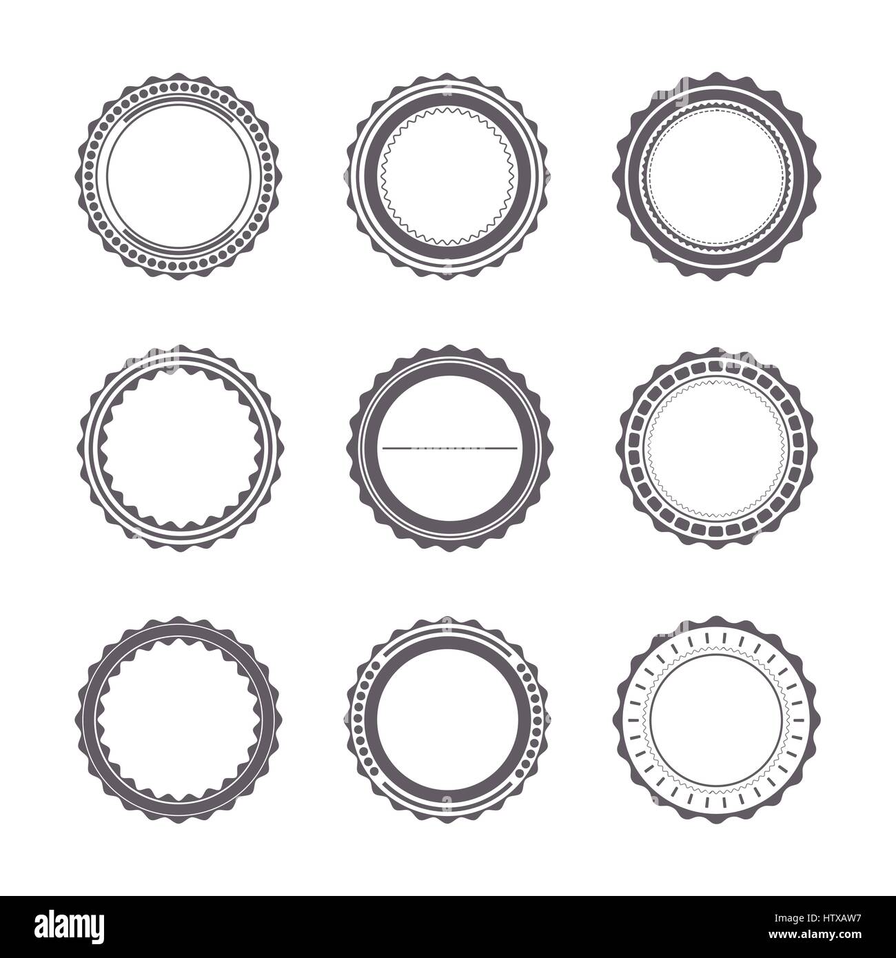 Set round gray emblem with retro style, vector illustration Stock ...