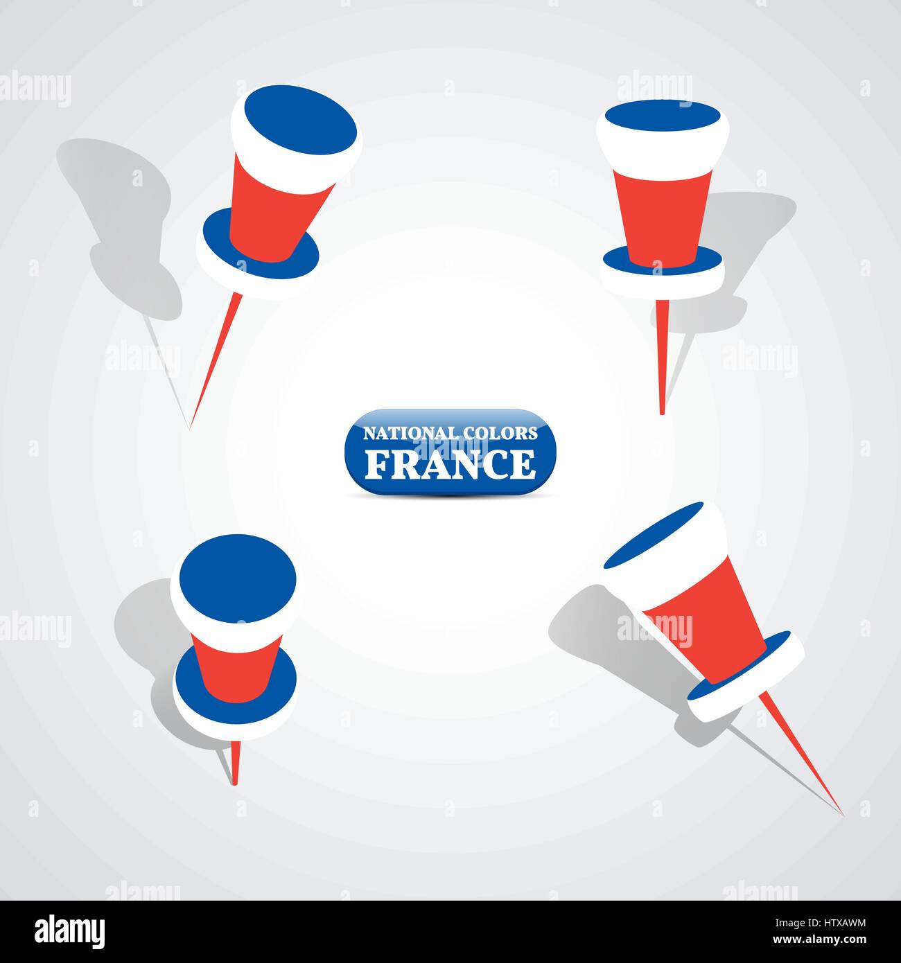 Set of pushpin in the national colors of France, vector illustration ...