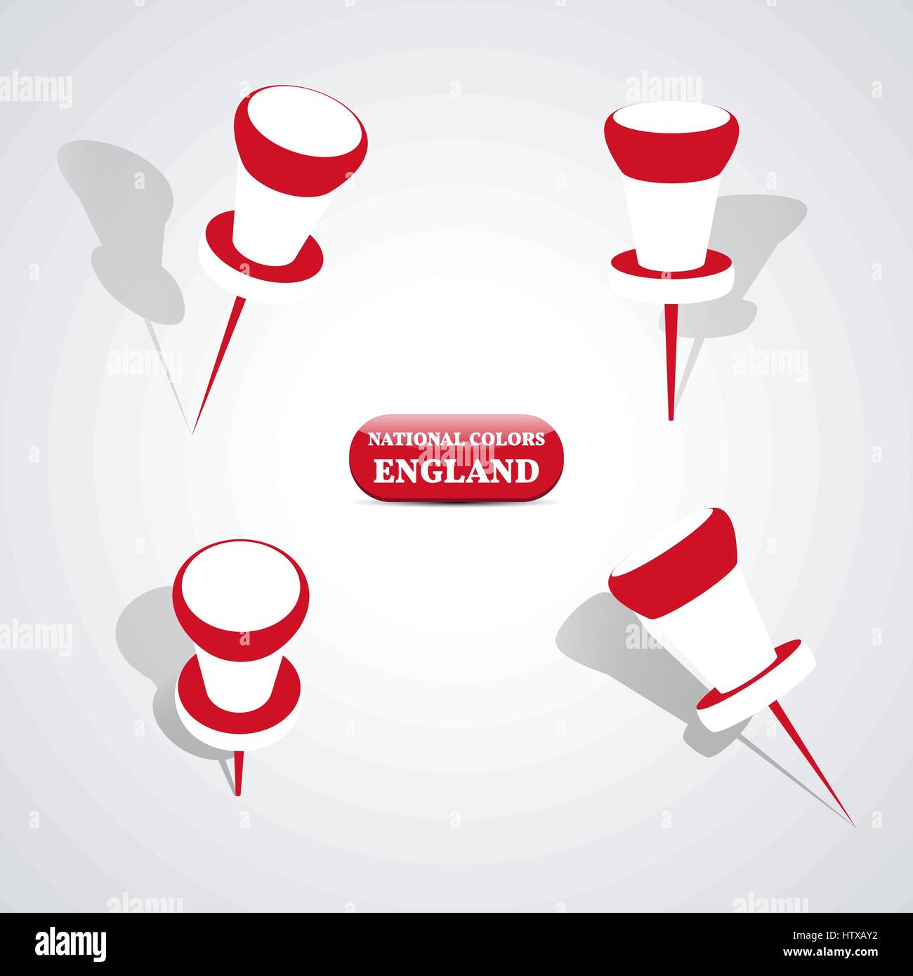 Set of pushpin in the national colors of England, vector illustration ...