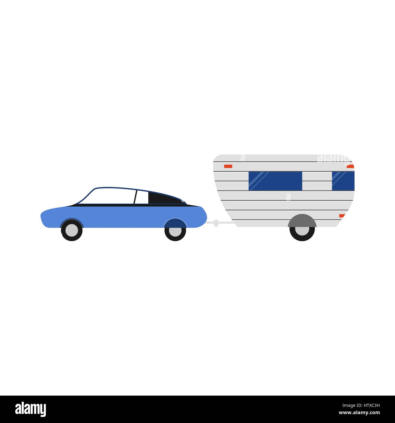 Vector rv trailer illustration. Flat camping icon. Good for the travel ...