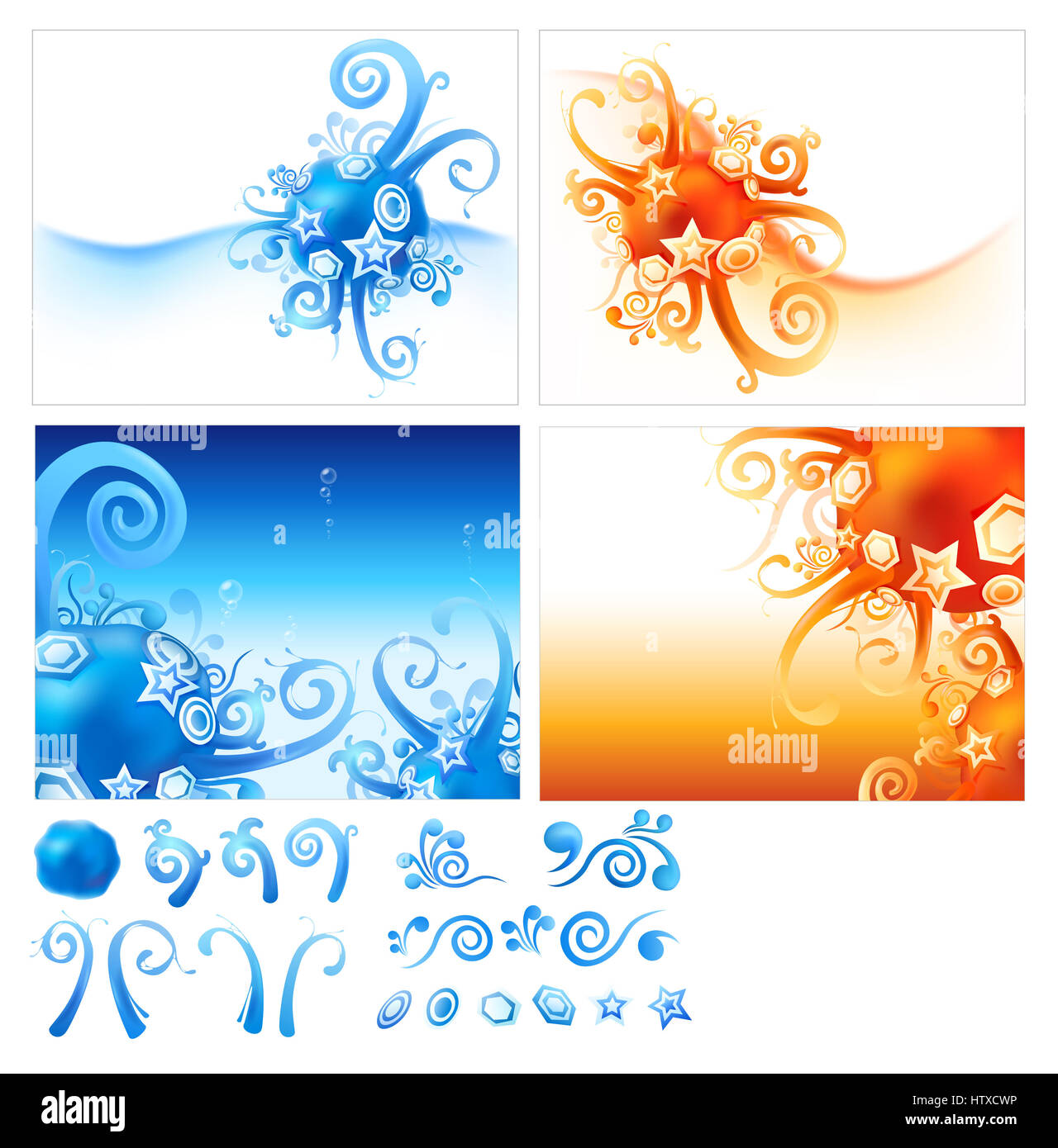 Blue and orange vector patterns Cut Out Stock Images & Pictures - Alamy