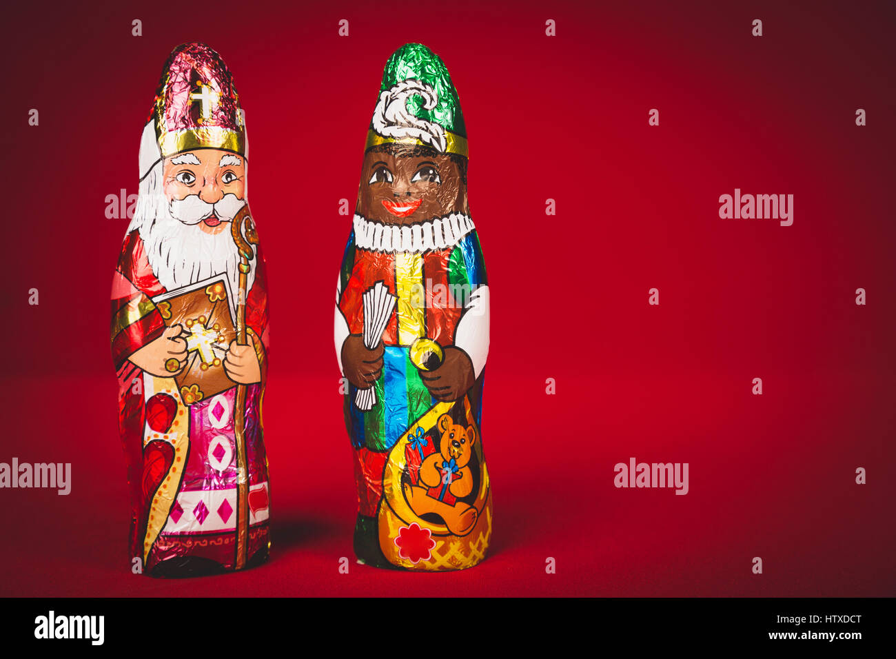 Sinterklaas and black pete. Saint Nicholas chocolate figures of Dutch ...