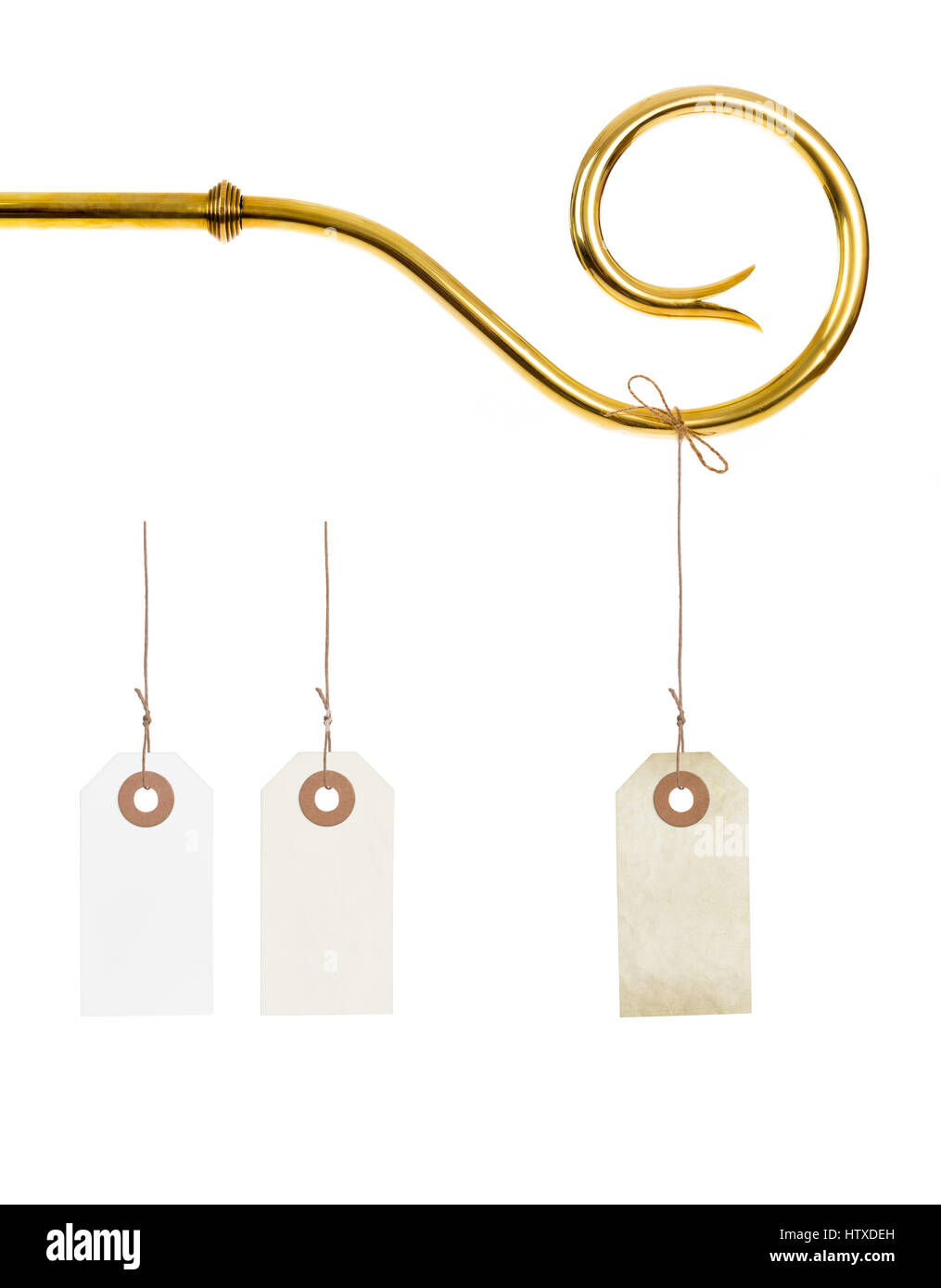 Staff of Sinterklaas with vintage Tags or Label. Isolated on white ...