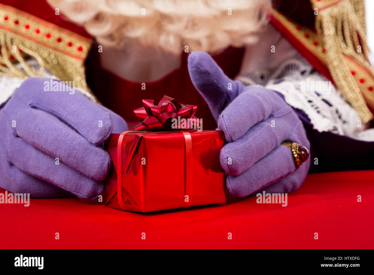 Sinterklaas with gift . typical Dutch character part of a traditional ...
