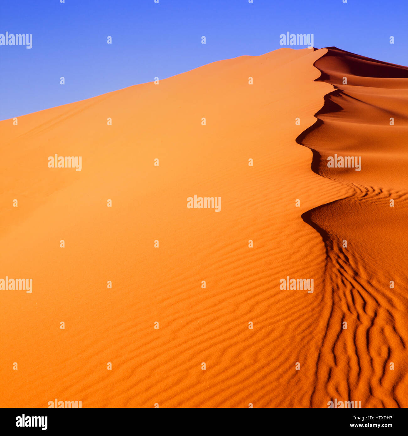 Sand dunes at sunset in the Sahara Desert, Merzouga, Morocco Stock ...