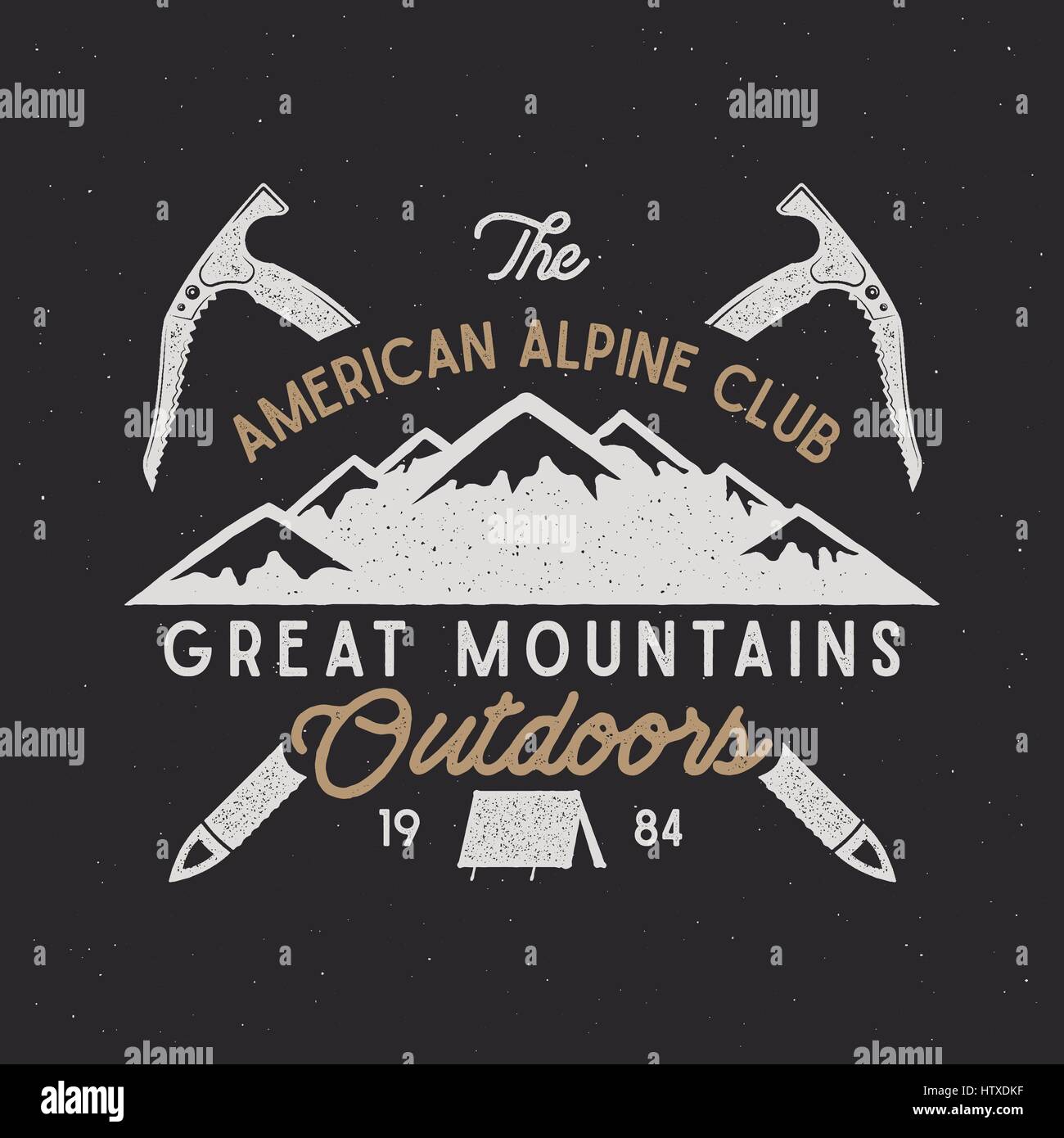 Vintage alpine badge. Climbing alpine logo, vintage vector emblem ...