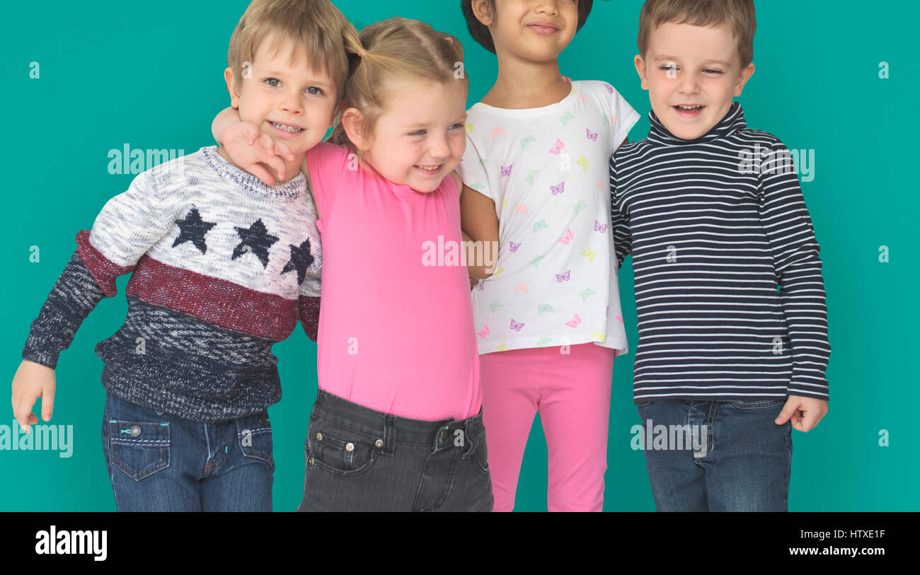 Little Children Happy Cheerful Friendship Stock Photo - Alamy