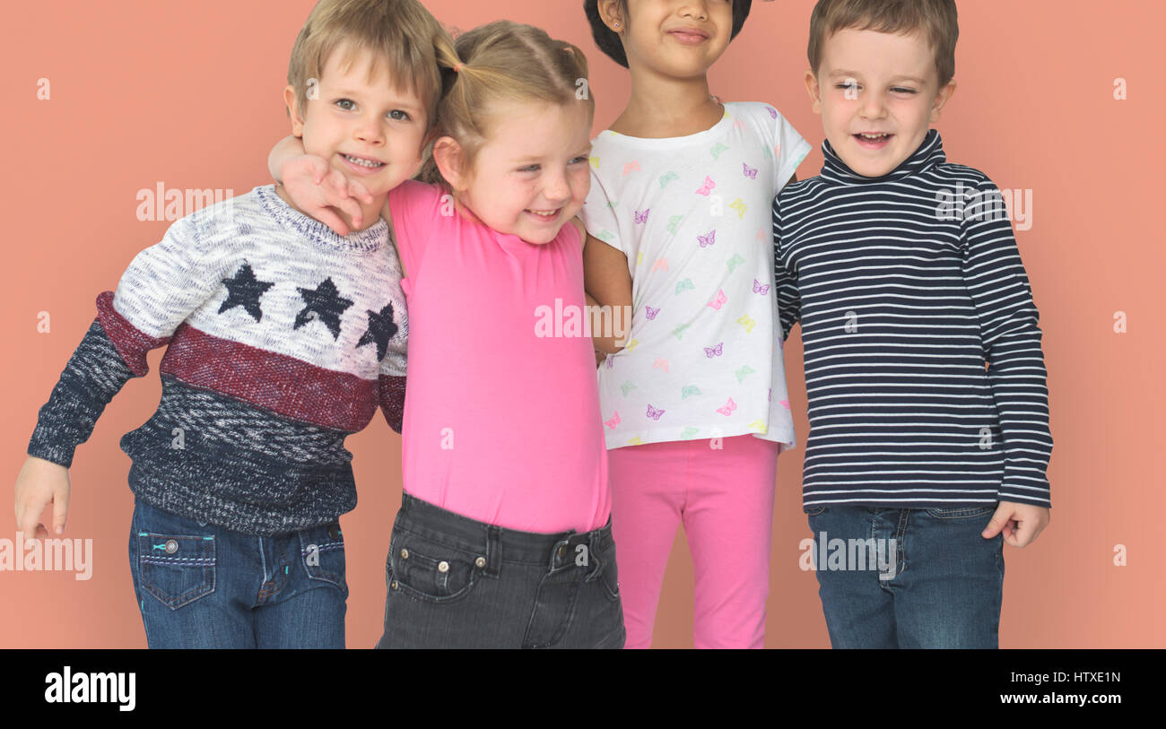 Little Children Happy Cheerful Friendship Stock Photo - Alamy
