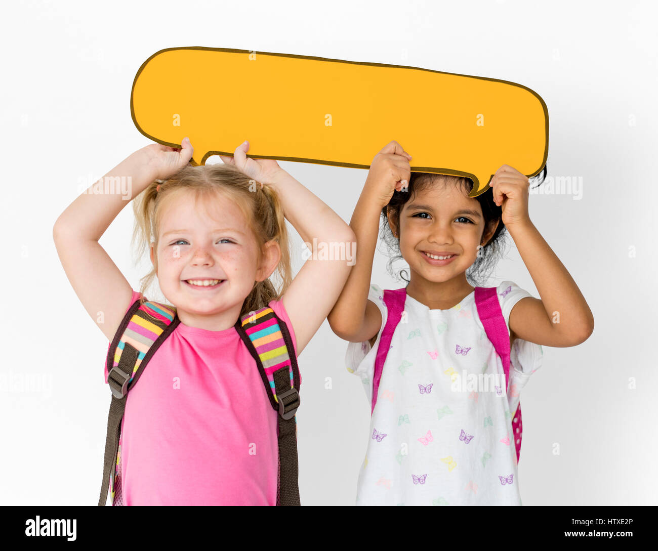 Little Children Holding Chat Box Cheerful Adorable Stock Photo - Alamy