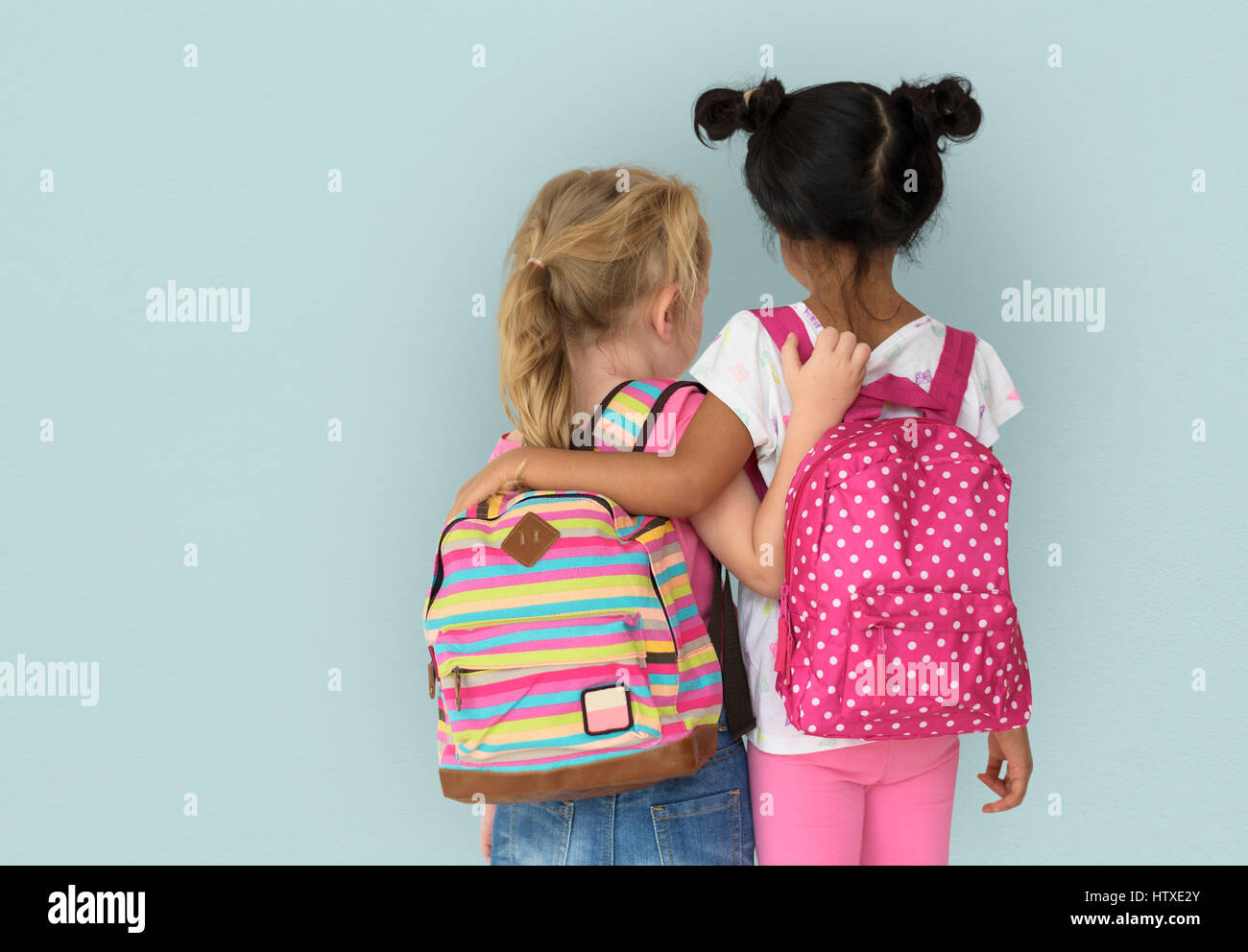 Little Girl Children Rear View Friendship Togetherness Stock Photo - Alamy