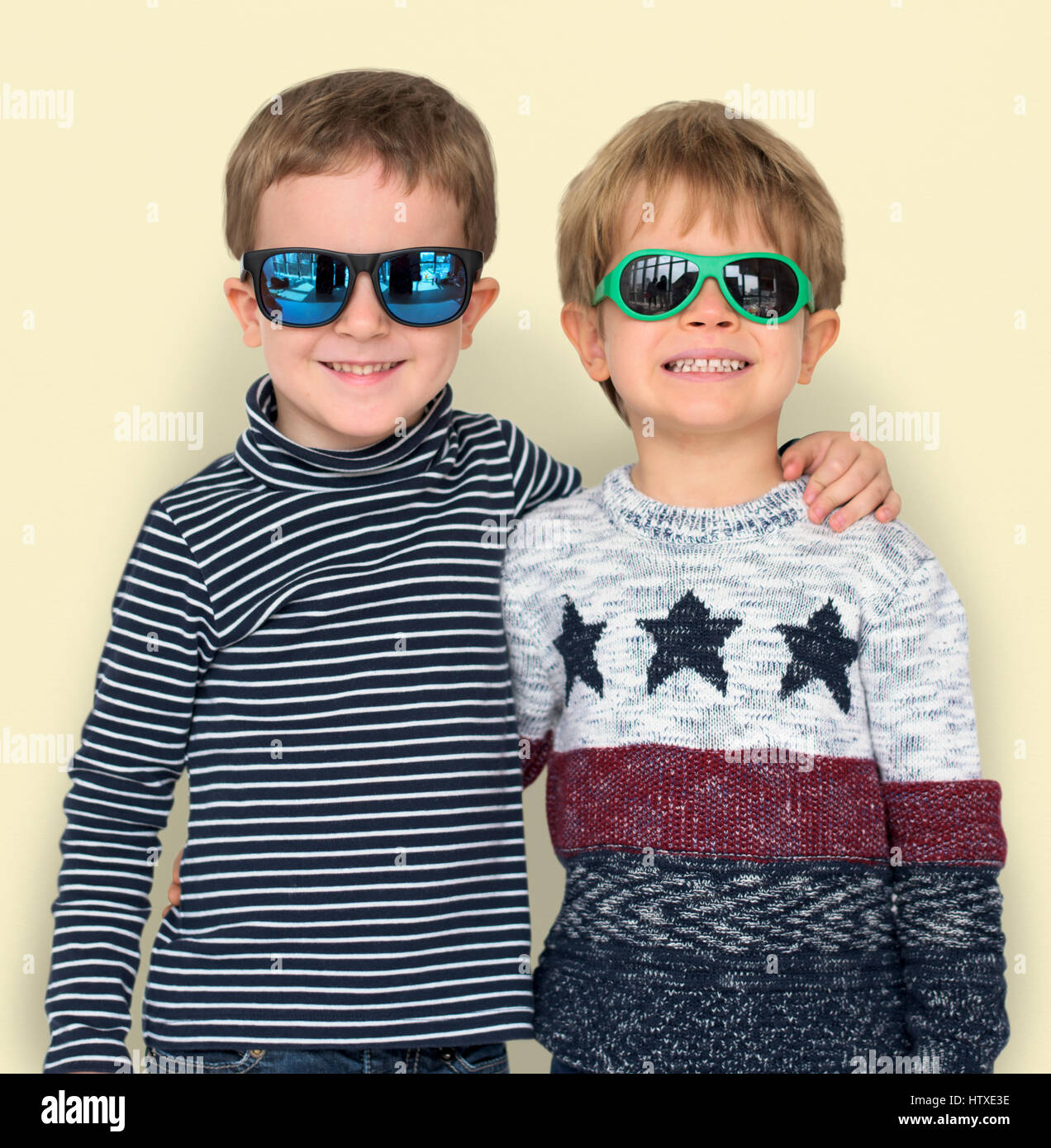 Boys Brother Friends Kid Casual Studio Stock Photo - Alamy