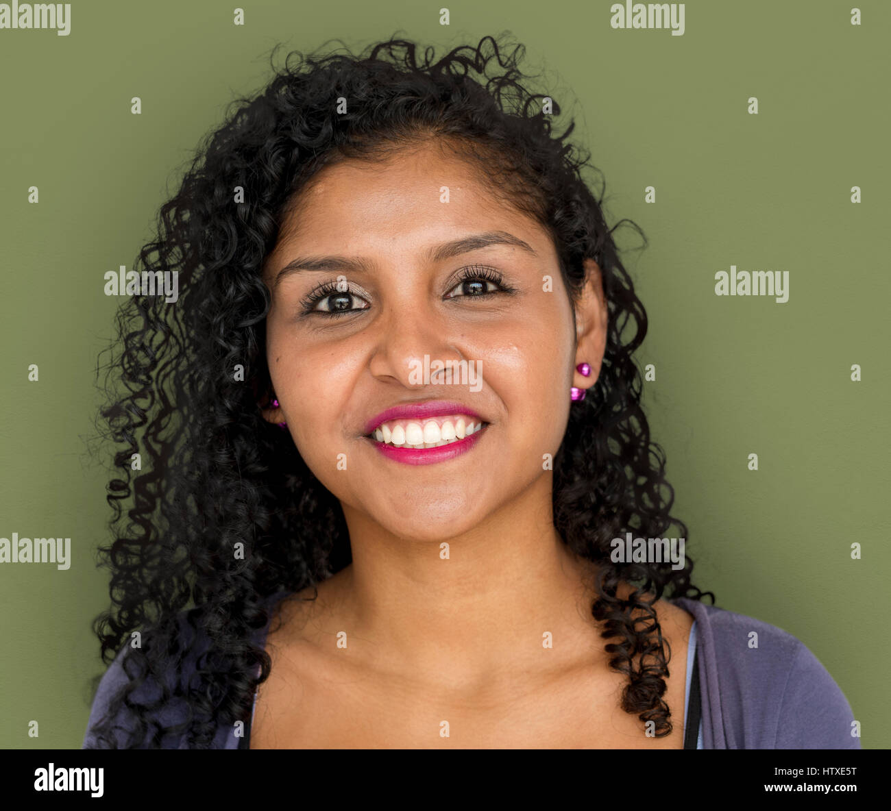 Woman Smiling Happiness Studio Portrait Stock Photo - Alamy