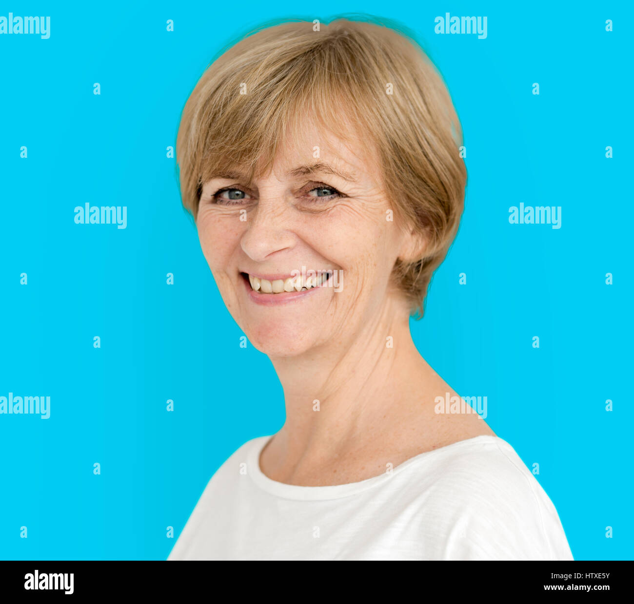 Senior Adult Woman Smiling Happiness Studio Portrait Stock Photo - Alamy